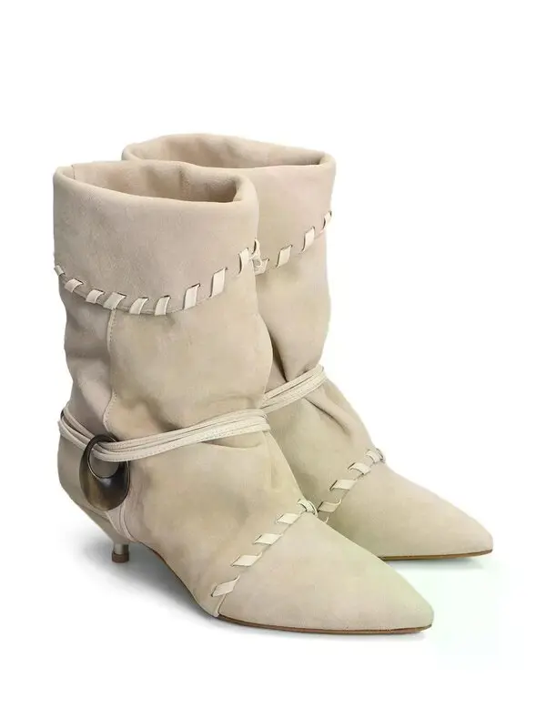 GISEL MOIRE Ariel Whipstitch-trim Wrap-around Ankle Boots