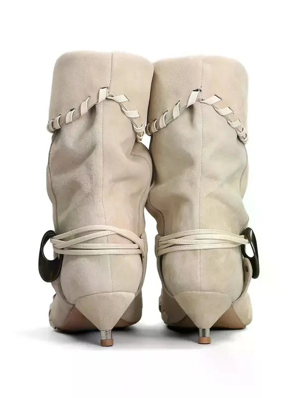 GISEL MOIRE Ariel Whipstitch-trim Wrap-around Ankle Boots
