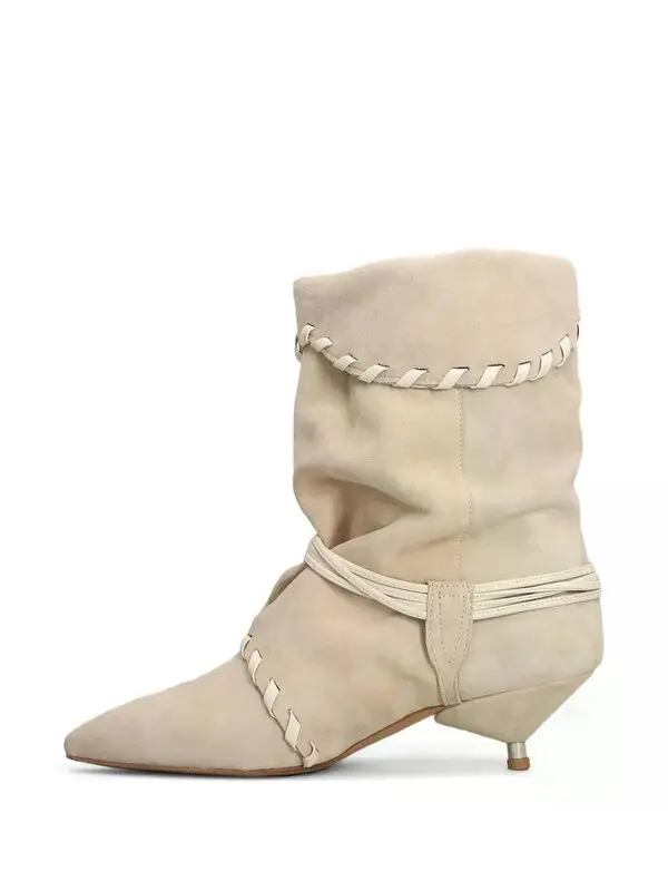 GISEL MOIRE Ariel Whipstitch-trim Wrap-around Ankle Boots