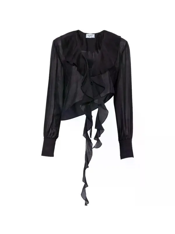 BLUGIRL Ruffled Cropped Blouse - Blue