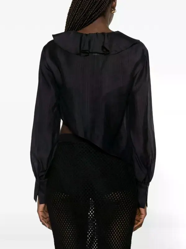 BLUGIRL Ruffled Cropped Blouse - Blue