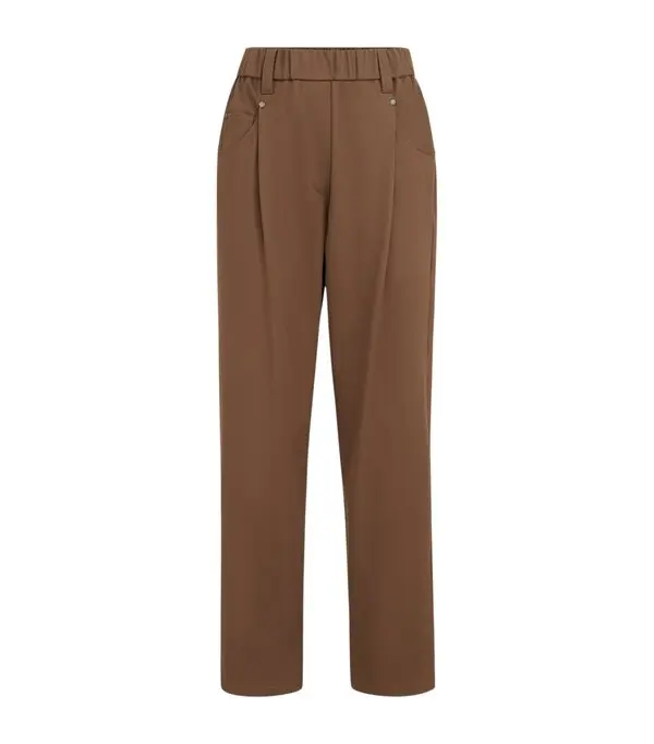 Brunello Cucinelli Stretch-cotton Pleated Trousers - Brown