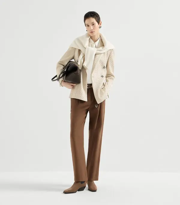 Brunello Cucinelli Stretch-cotton Pleated Trousers - Brown