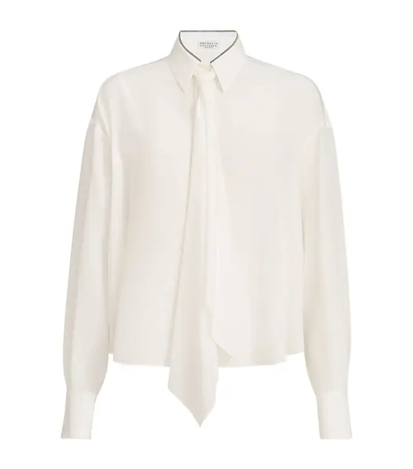 Brunello Cucinelli Silk Tie-detailed Shirt