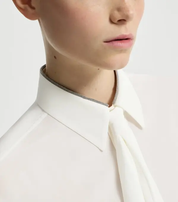 Brunello Cucinelli Silk Tie-detailed Shirt