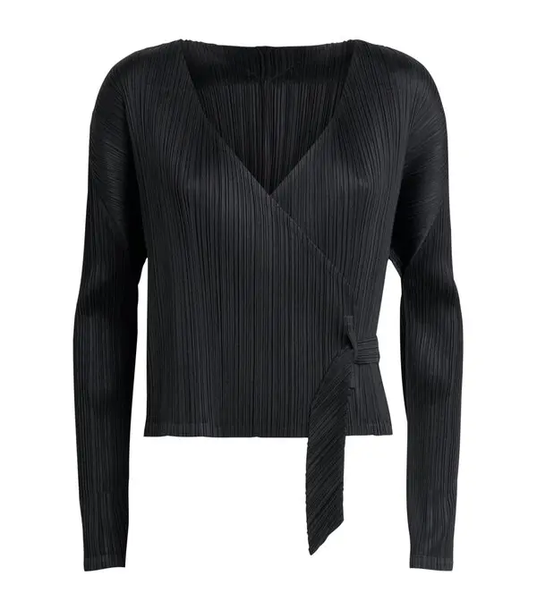 Issey Miyake Pleated Facade Cardigan - Black