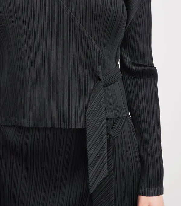 Issey Miyake Pleated Facade Cardigan - Black
