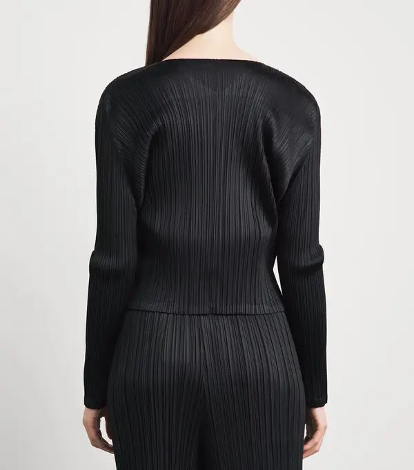 Issey Miyake Pleated Facade Cardigan - Black