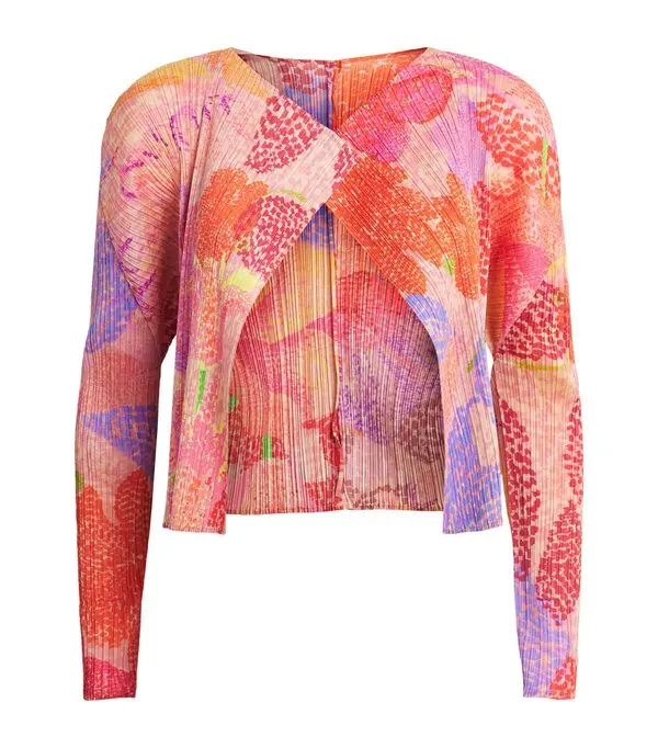 Issey Miyake Pleated Printed Cardigan - Pink