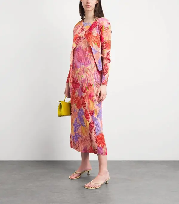 Issey Miyake Pleated Printed Cardigan - Pink