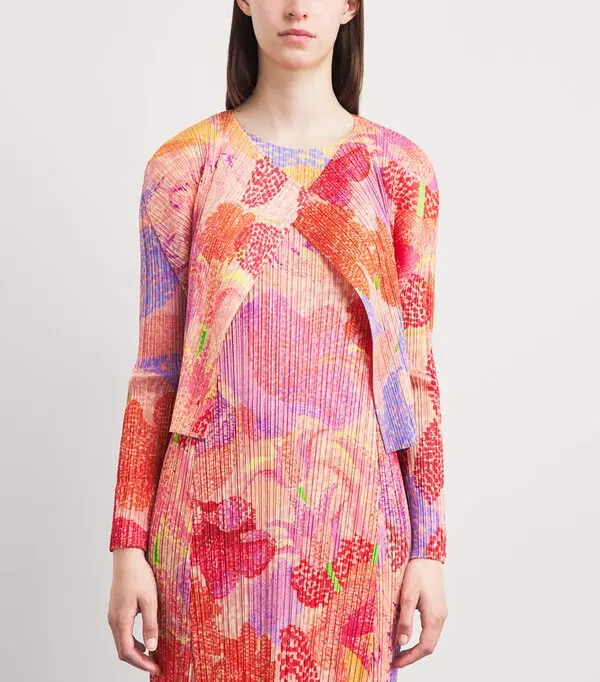 Issey Miyake Pleated Printed Cardigan - Pink