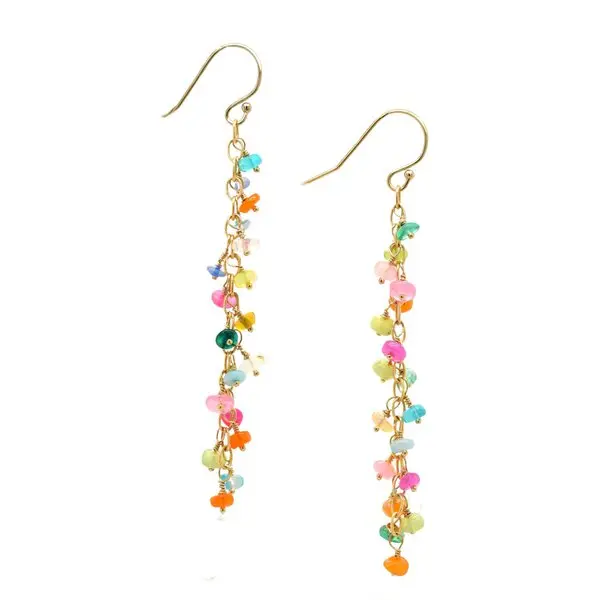 LORI KAPLAN DESIGN Opal Chain Dangle Earrings - Gold
