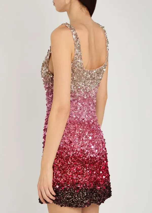 olivia sequin mini dress pink OLIVIA SEQUIN DRESS in BABY PINK
