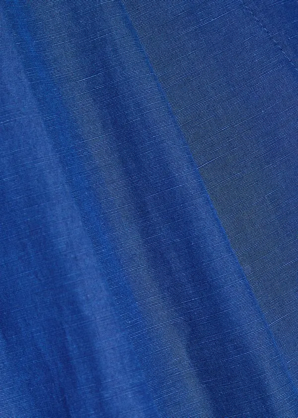 BLAZÉ MILANO Selle Pleated Silk And Linen-blend Shorts - Blue