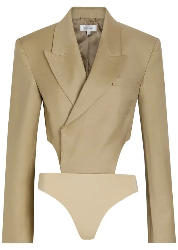 Ronny Kobo Florina Blazer-effect Wool-blend Bodysuit