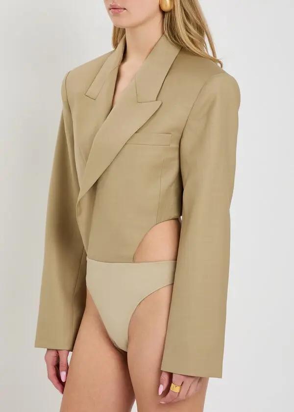 Ronny Kobo Florina Blazer-effect Wool-blend Bodysuit