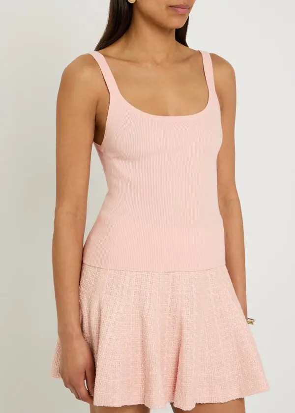 Alice + Olivia Shana Ribbed Wool-blend Tank - Light Pink