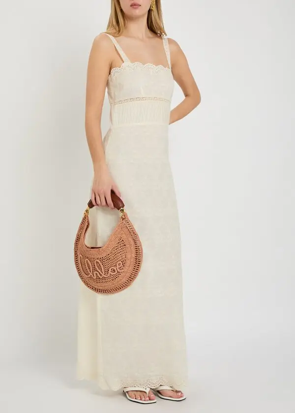 SOLAQUA Mila Embroidered Cotton Midi Dress