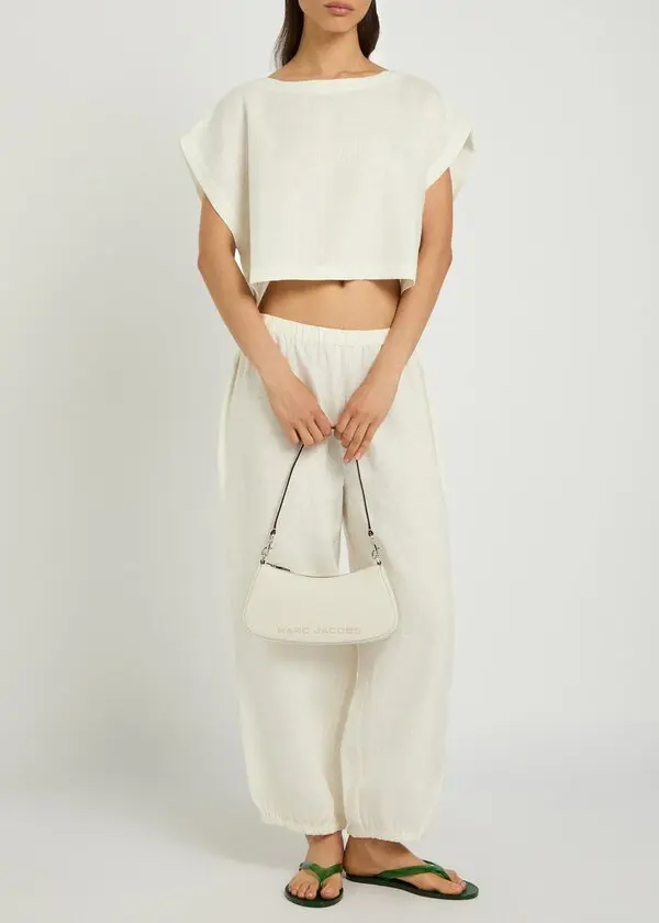 Suzie Kondi Kori Cropped Linen Top - White