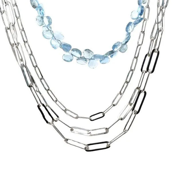 LORI KAPLAN DESIGN Sterling Silver And Aquamarine Layered Necklace - Blue/silver