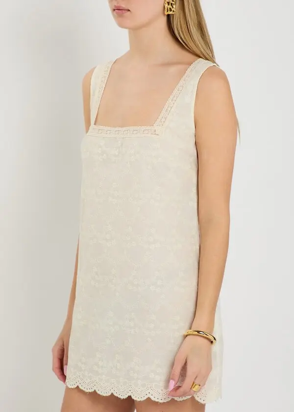 SOLAQUA Delilah Embroidered Cotton Mini Dress