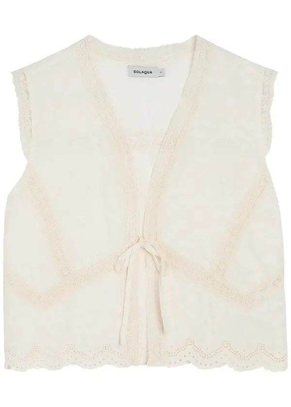 SOLAQUA Willow Embroidered Cropped Cotton Top