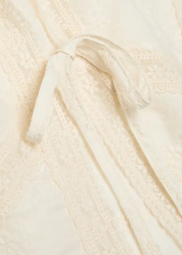 SOLAQUA Willow Embroidered Cropped Cotton Top