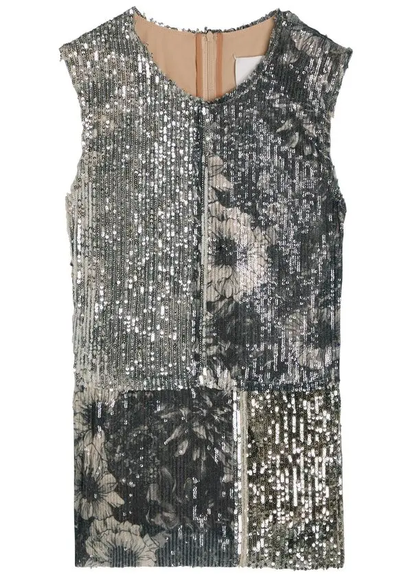 MAISON MARGIELA Floral Sequin-embellished Top - Multicoloured