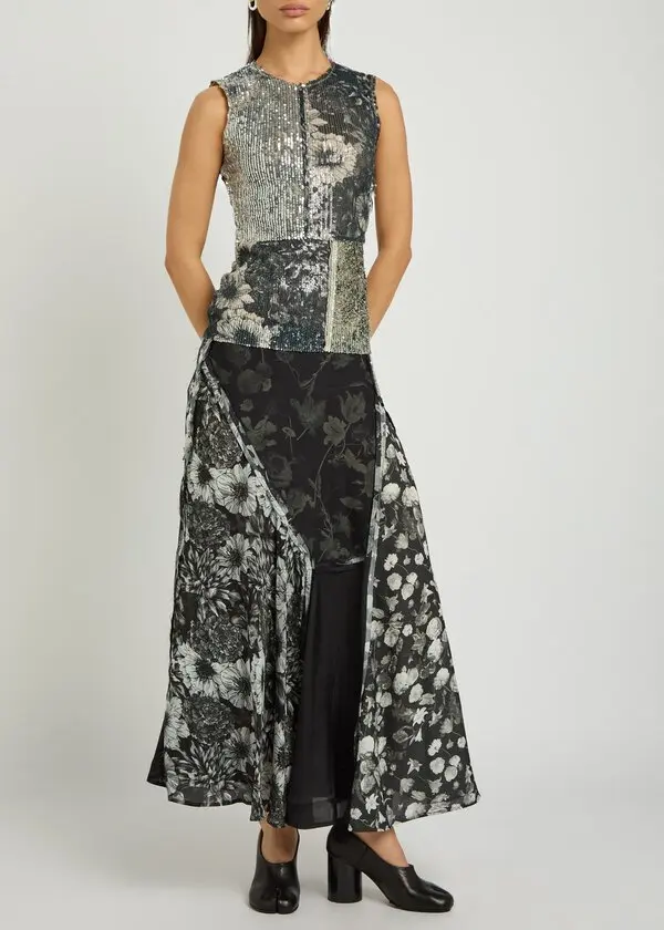 MAISON MARGIELA Floral Sequin-embellished Top - Multicoloured
