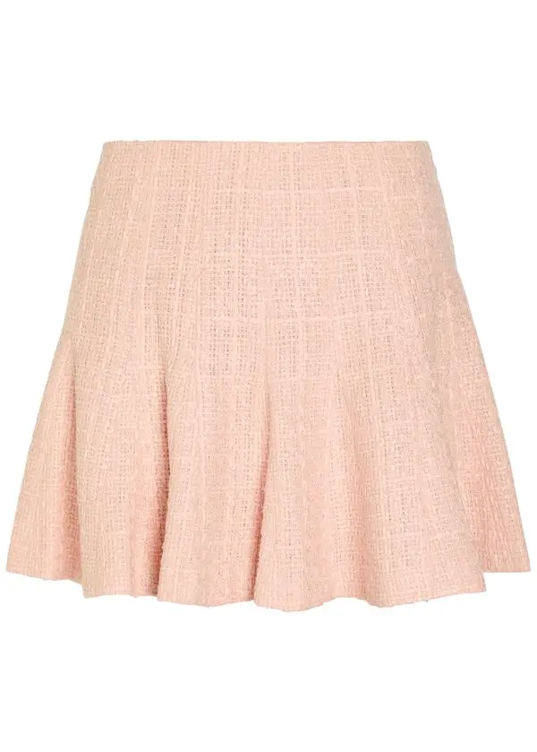 Alice + Olivia Zona Pleated Tweed Mini Skirt - Light Pink