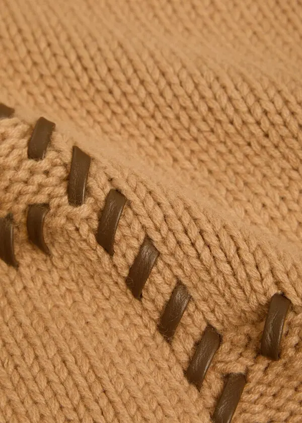 FRAME Leather-stitch Wool And Cashmere-blend Jumper - Bronze