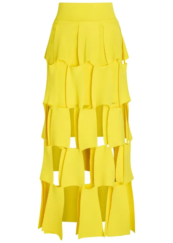 A.W.A.K.E. Mode Panelled Knit Midi Skirt - Yellow