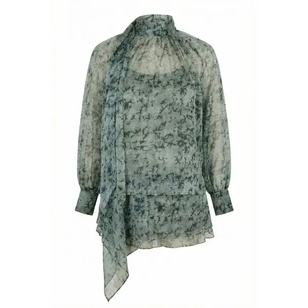 MODENAIRE Printed Blouse And Asymmetric Skirt Set