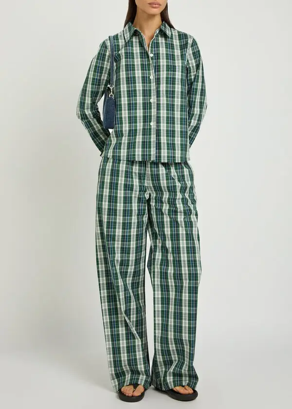 Suzie Kondi Checked Cotton-poplin Trousers