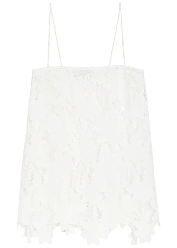 SOLAQUA Camilla Embroidered Guipure-lace Top - White