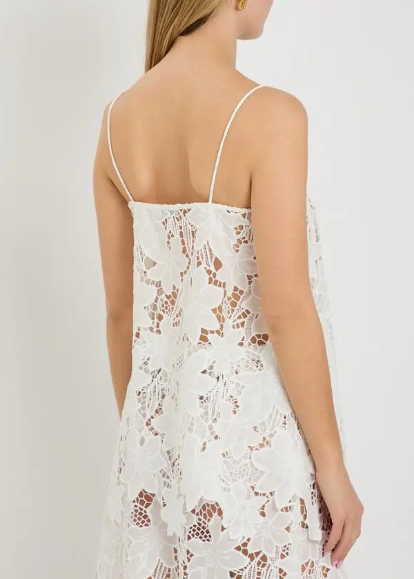 SOLAQUA Camilla Embroidered Guipure-lace Top - White