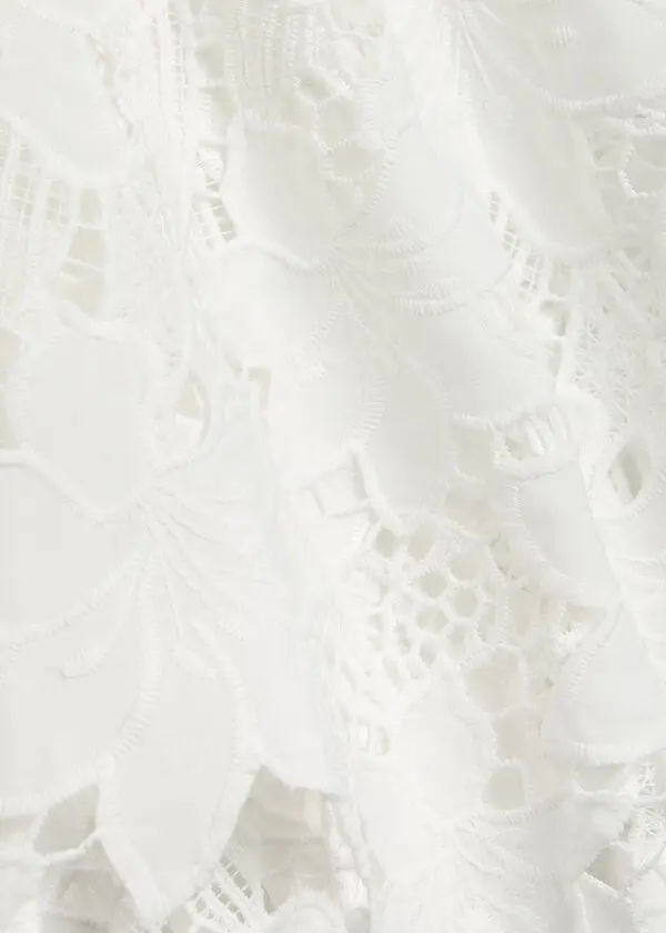 SOLAQUA Camilla Embroidered Guipure-lace Top - White