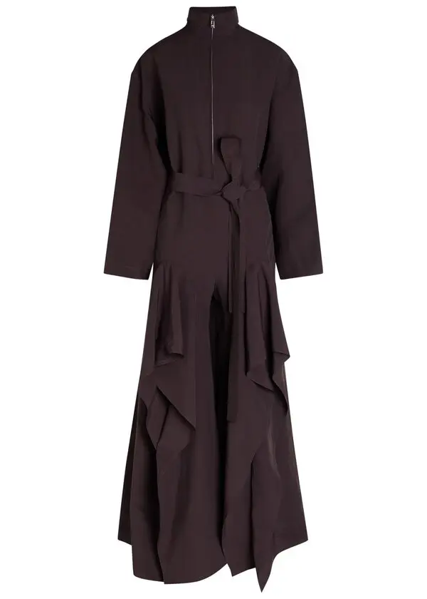 Alaïa Ruffle Poplin Jumpsuit - Aubergine