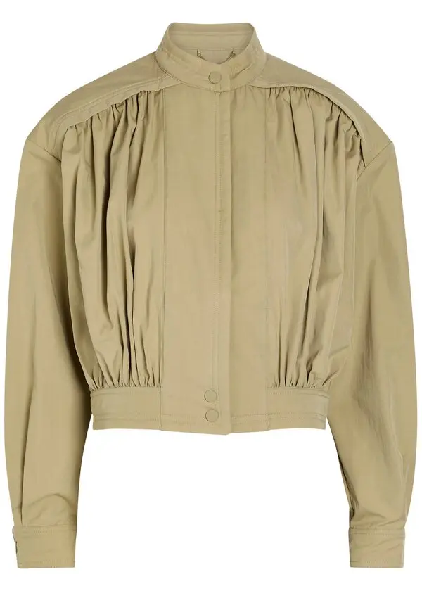Ronny Kobo Ariah Gathered Cotton-blend Poplin Jacket - Light Green