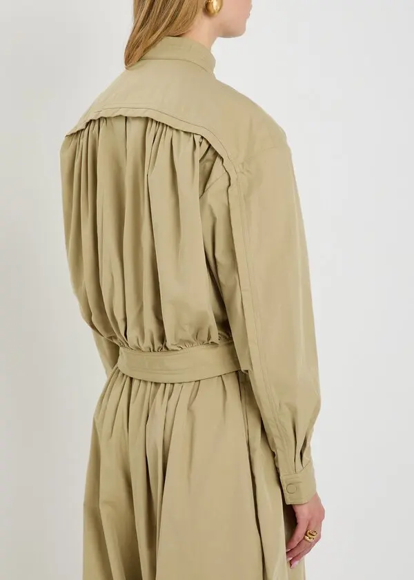 Ronny Kobo Ariah Gathered Cotton-blend Poplin Jacket - Light Green