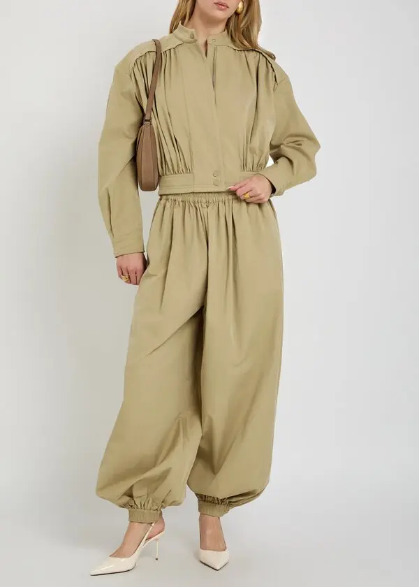 Ronny Kobo Ariah Gathered Cotton-blend Poplin Jacket - Light Green
