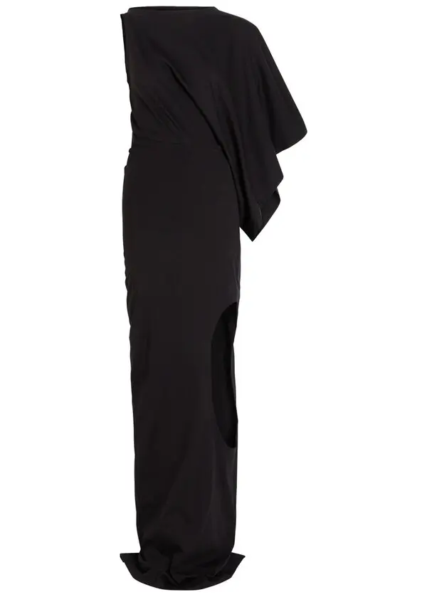 A.W.A.K.E. Mode Asymmetric Cut-out Cotton Maxi Dress - Black