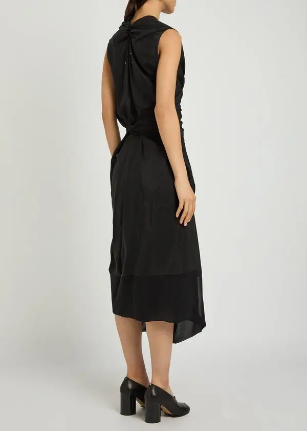 MAISON MARGIELA Gathered Silk Midi Wrap Dress
