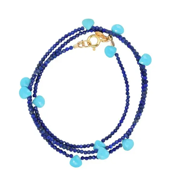 LORI KAPLAN DESIGN Triple Wrap Lapis And Turquoise Bracelet - Blue/gold