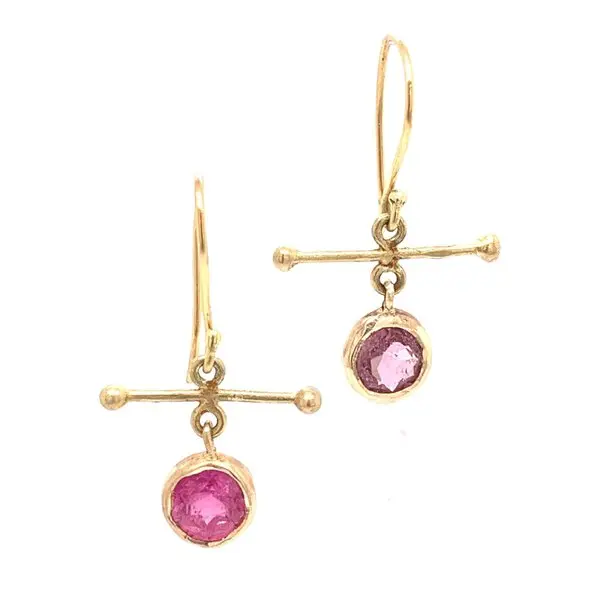LORI KAPLAN DESIGN Mismatched Pink Tourmaline And Gold Drop Earrings - Pink/gold