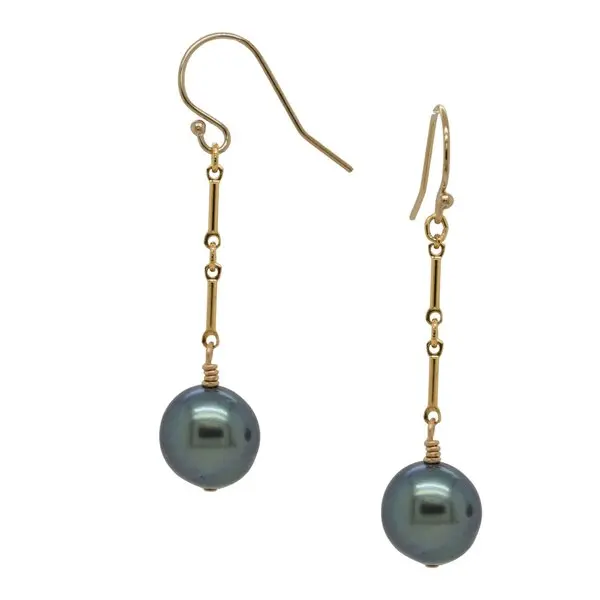 LORI KAPLAN DESIGN Gold Fill Drop Earrings With Tahitian Pearls - Gold/black