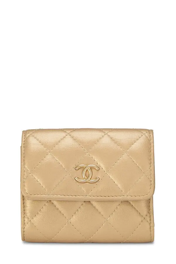 Chanel Lambskin Flap Compact Wallet - Gold