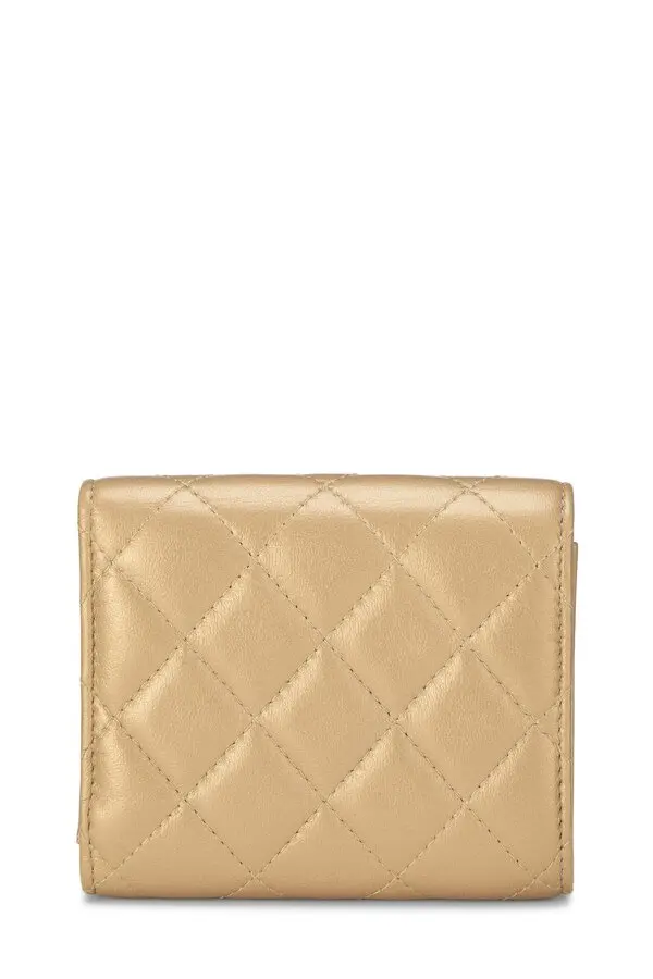Chanel Lambskin Flap Compact Wallet - Gold