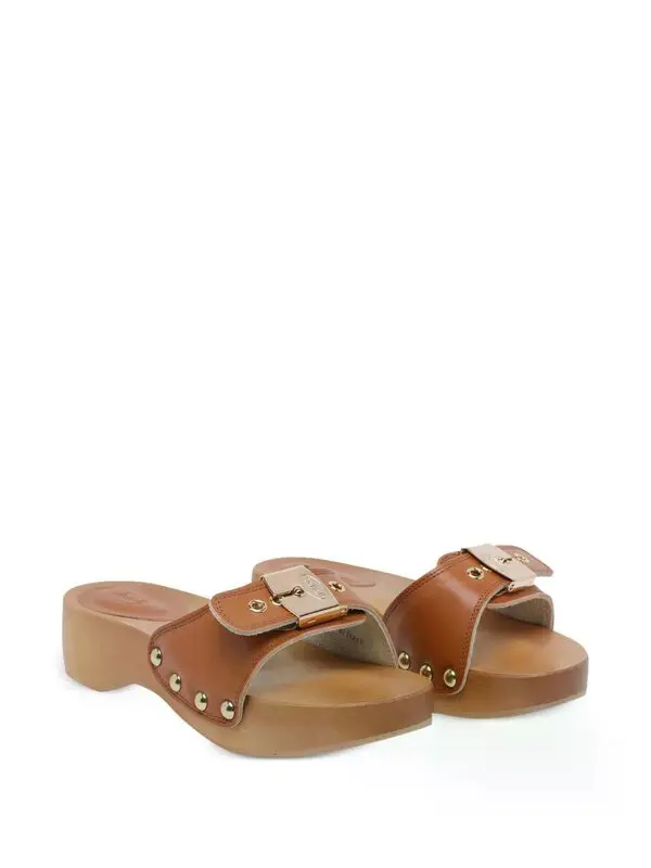 DR. SCHOLL'S SHOES Pescura Heel Sr Leather Heeled Sandals - Brown
