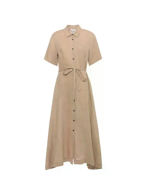 Antonelli Firenze Belted Linen Midi Dress